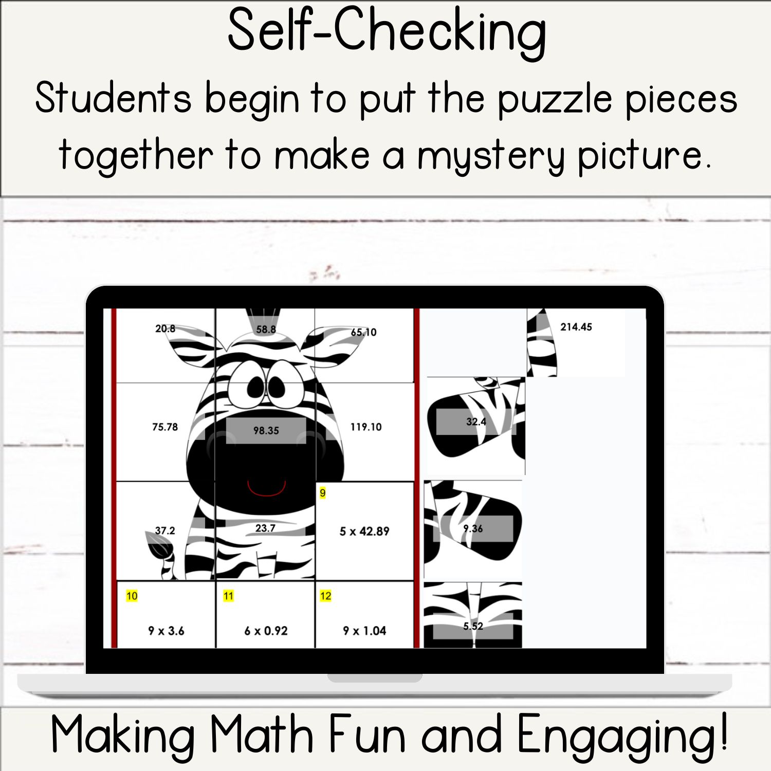 Multiply Decimals with Whole Numbers Self-Checking Digital Math ...