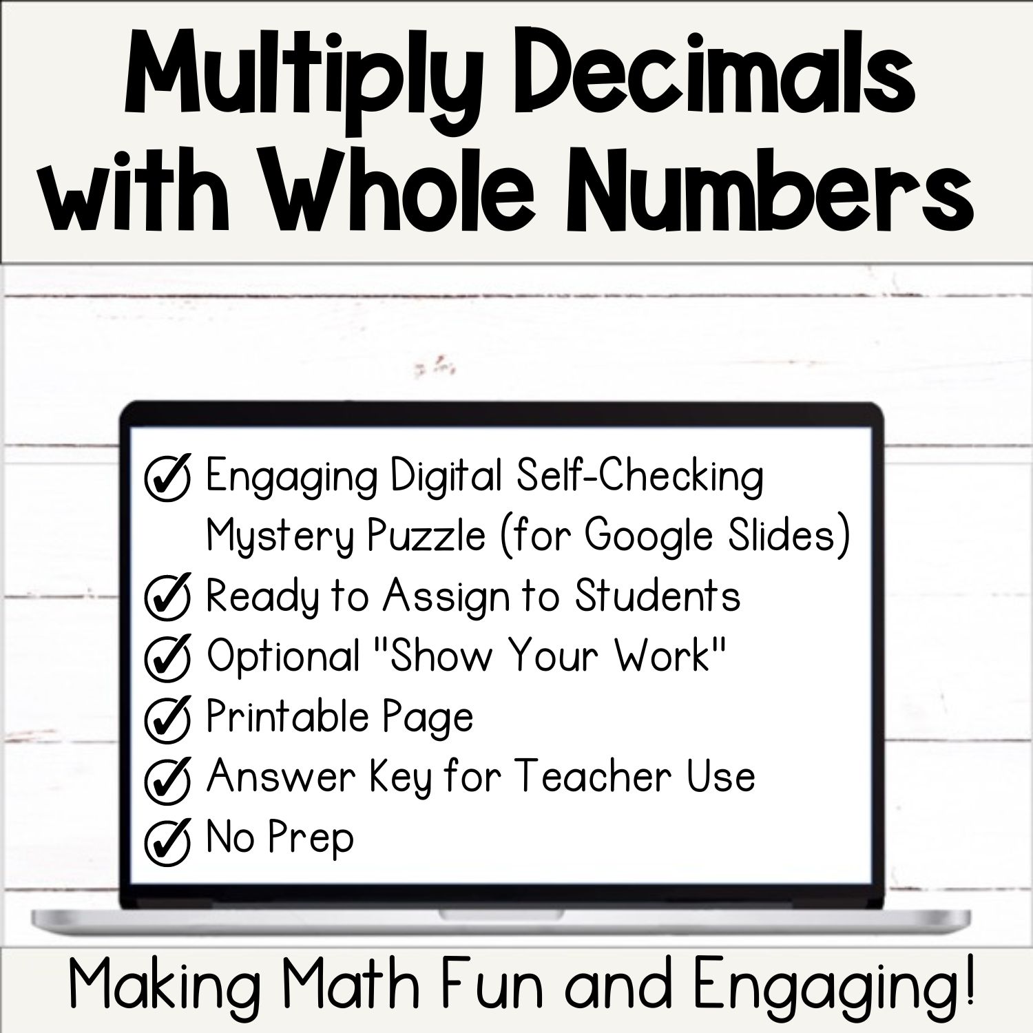 Multiply Decimals with Whole Numbers Self-Checking Digital Math ...