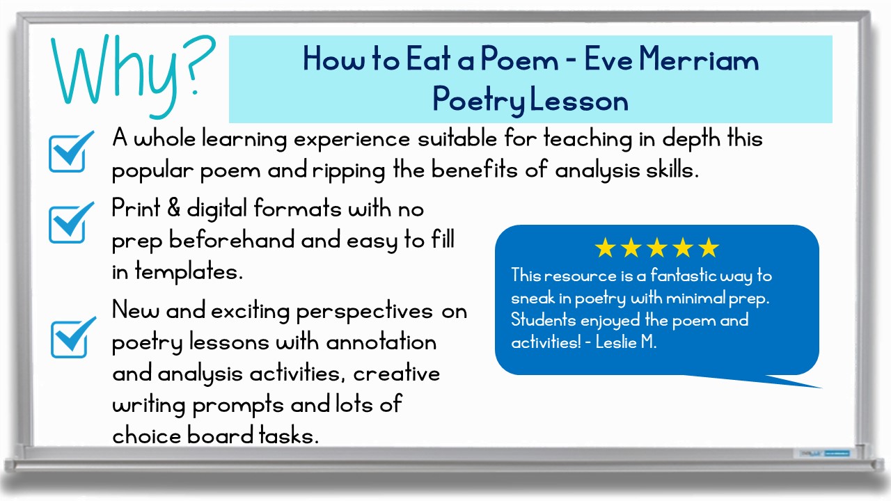 How To Eat a Poem by Eve Merriam - Poetry Mini Lesson - Print and ...