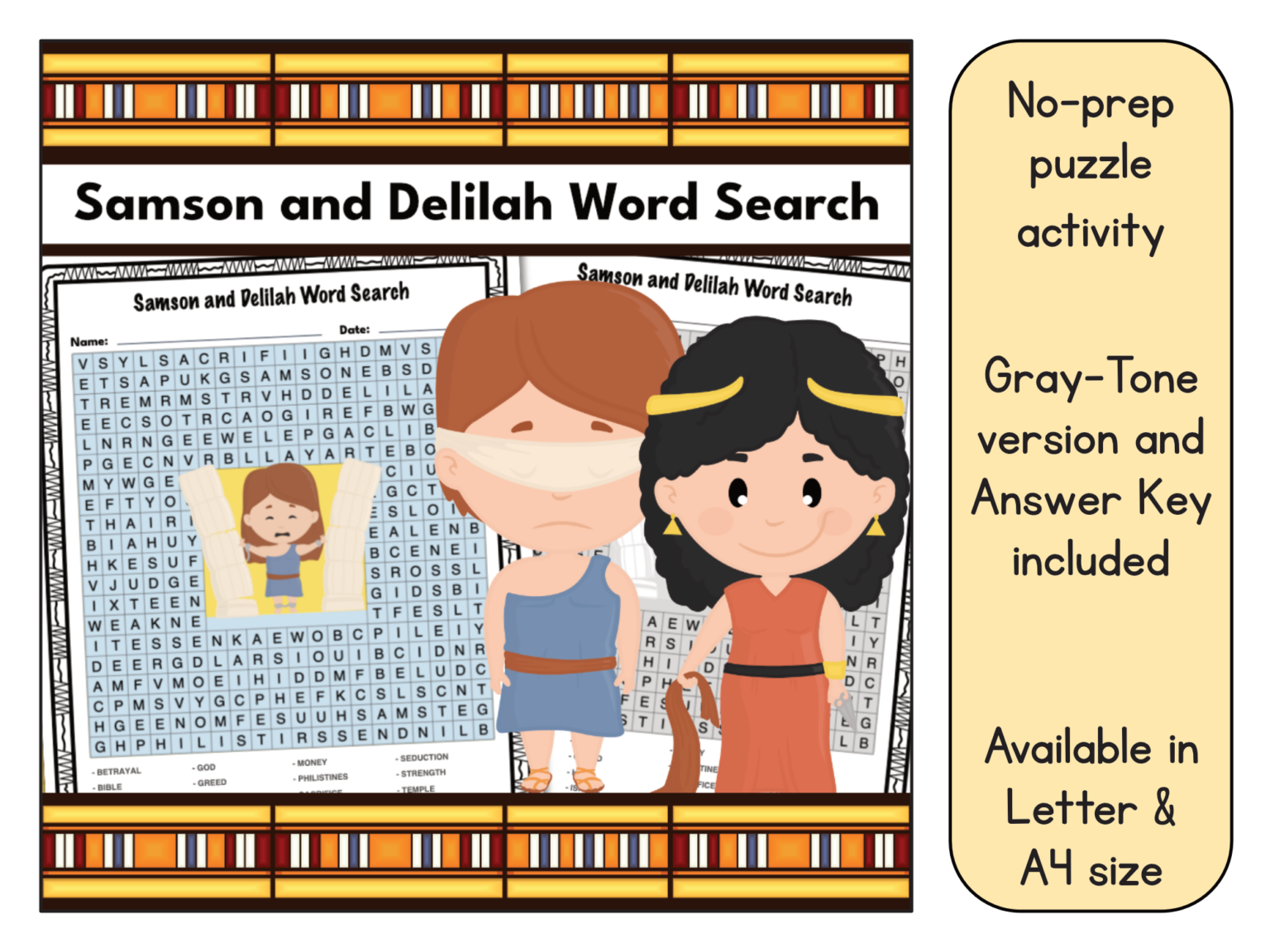 Samson and Delilah Crossword Puzzle Printable | Made By Teachers
