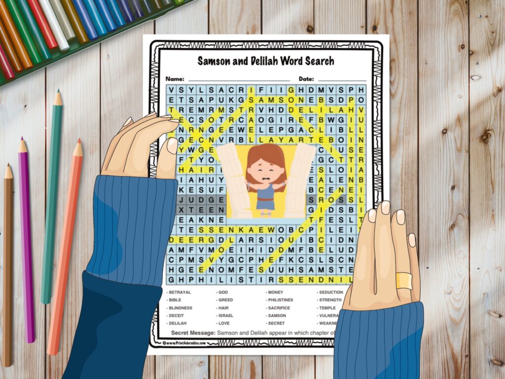 Samson and Delilah Word Search Bible Puzzle Activity Worksheet | Made ...