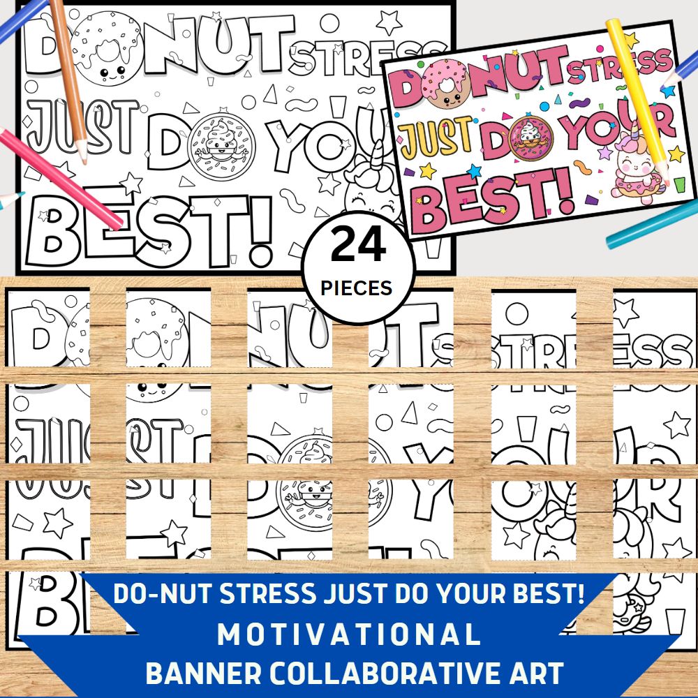 Donut Stress: Motivational Banner Collaborative Art Pack for Exam ...