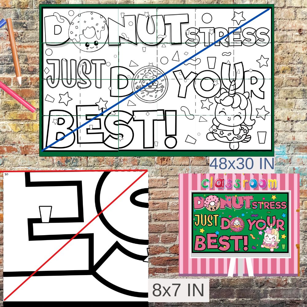 Donut Stress: Motivational Banner Collaborative Art Pack for Exam ...
