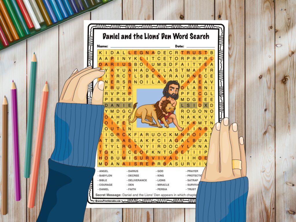 Daniel and the Lions' Den Word Search Bible Puzzle Activity Worksheet ...