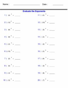 Exponents and Radicals Worksheets - Solving Integers with Exponents ...