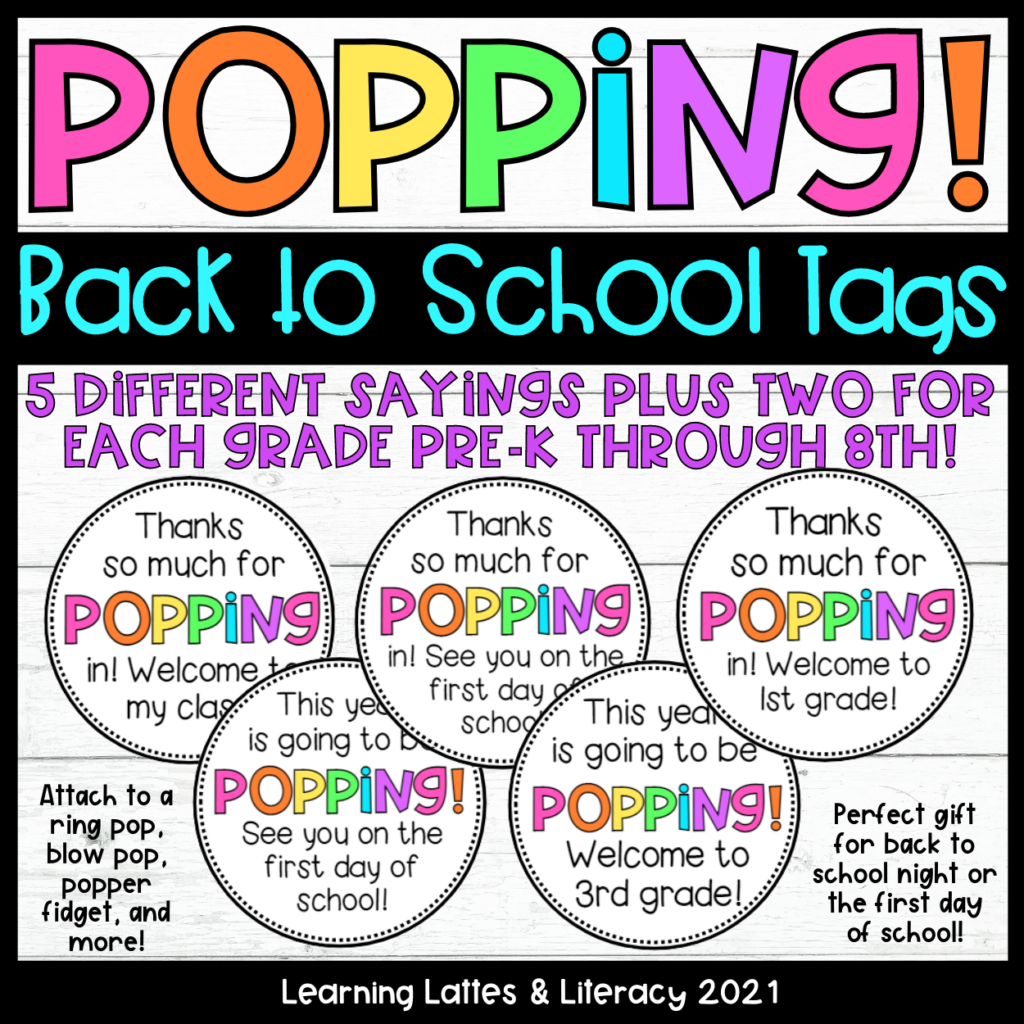 Poppin Back to School Tags Lollipop Treat Tags Meet the Teacher Night ...