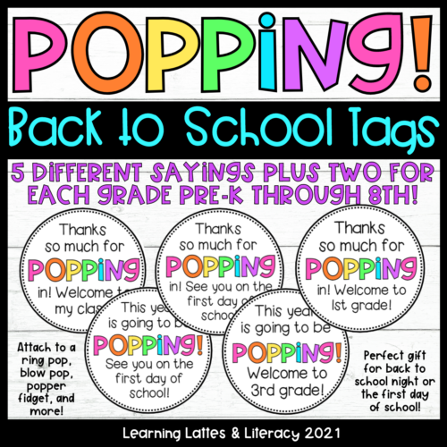 Poppin Back to School Tags Lollipop Treat Tags Meet the Teacher Night ...
