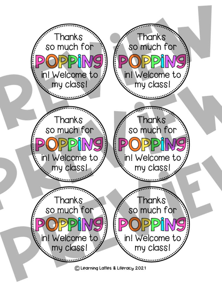 Poppin Back to School Tags Lollipop Treat Tags Meet the Teacher Night ...