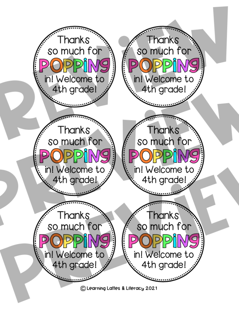Poppin Back to School Tags Lollipop Treat Tags Meet the Teacher Night ...