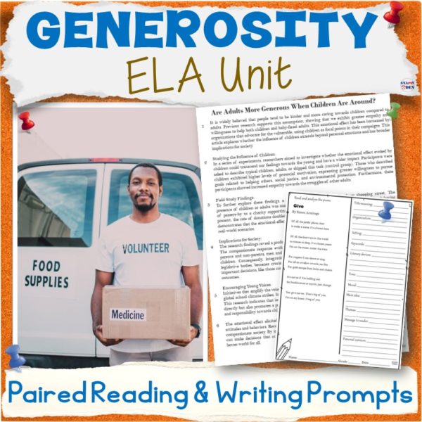 Generosity Unit - Middle School Reading, Writing Prompts - Print and ...