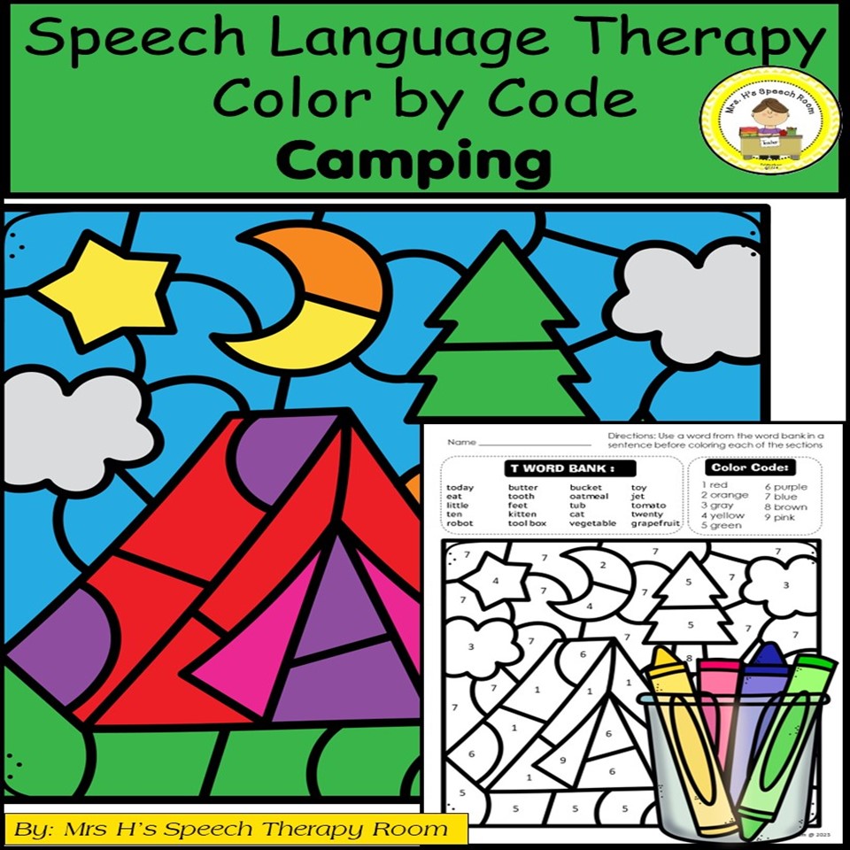 Camping Color by Code Speech Therapy | Made By Teachers