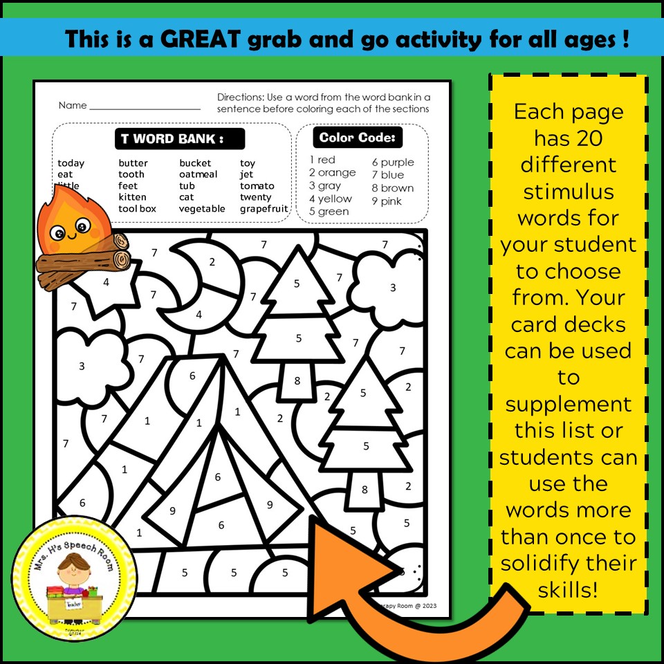 Camping Color by Code Speech Therapy | Made By Teachers