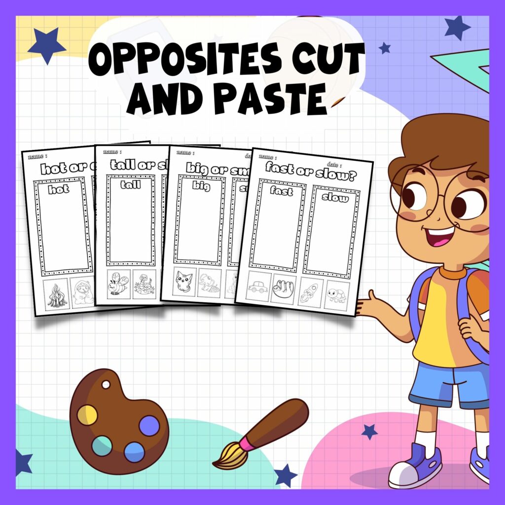 opposites cut and paste | Made By Teachers
