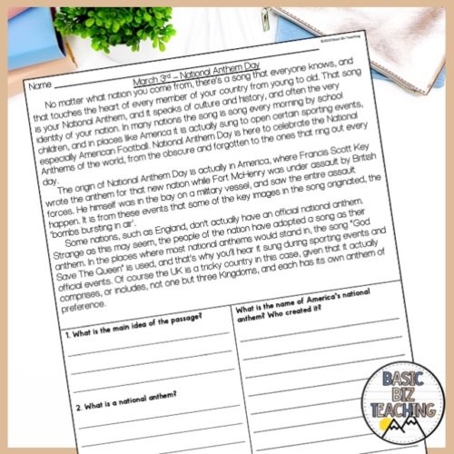 March Daily Nonfiction Reading Comprehension Passages | Made By Teachers