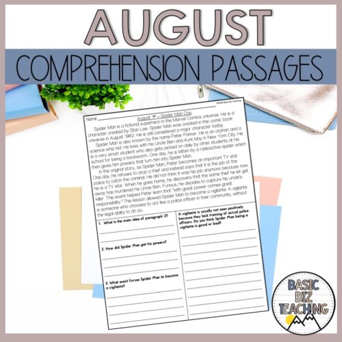 August Daily Nonfiction Reading Comprehension Passages | Made By Teachers