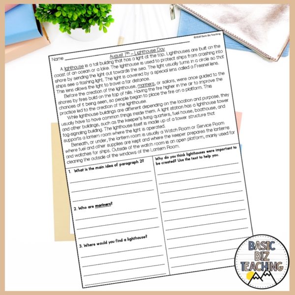 August Daily Nonfiction Reading Comprehension Passages | Made By Teachers