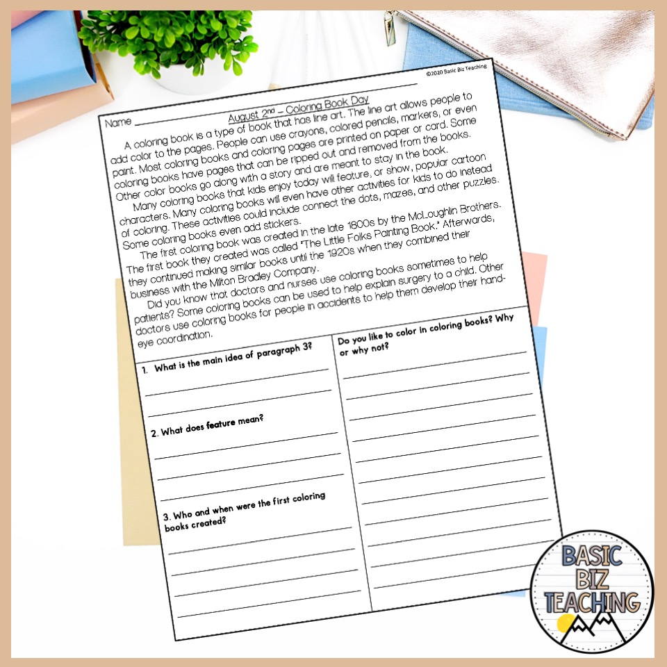 August Daily Nonfiction Reading Comprehension Passages | Made By Teachers