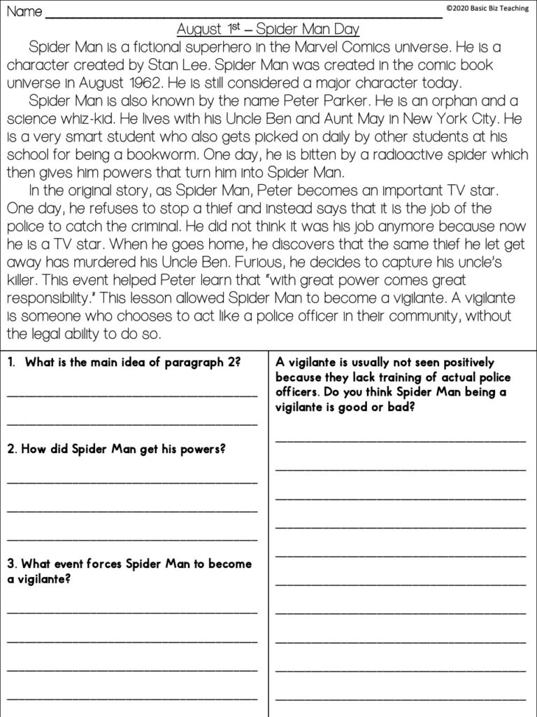 August Daily Nonfiction Reading Comprehension Passages | Made By Teachers