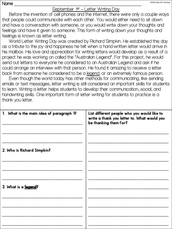 September Nonfiction Reading Comprehension Passages | Made By Teachers