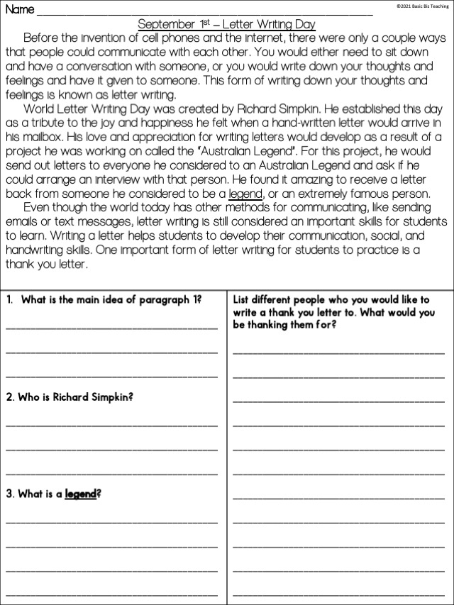 September Nonfiction Reading Comprehension Passages | Made By Teachers