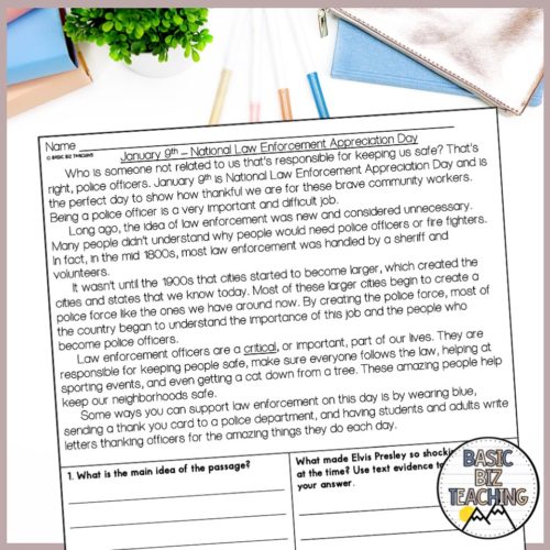 January Daily Nonfiction Reading Comprehension Passages | Made By Teachers