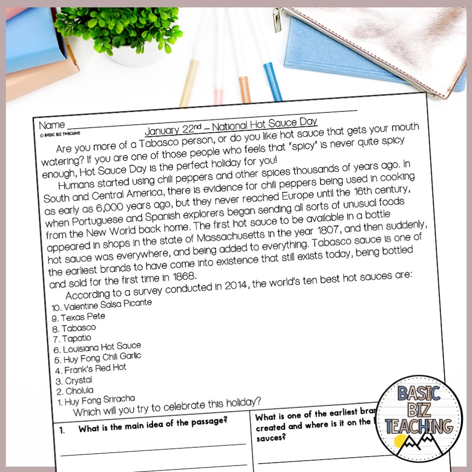 January Daily Nonfiction Reading Comprehension Passages | Made By Teachers