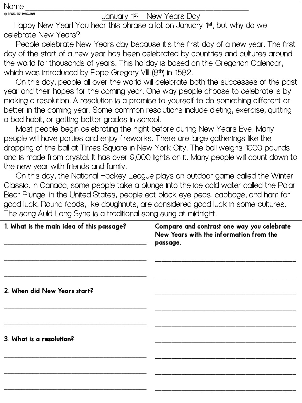 January Daily Nonfiction Reading Comprehension Passages | Made By Teachers