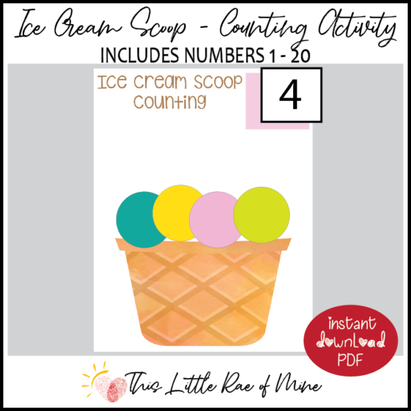 Ice Cream Scoop - Counting Mat - numbers 1-20 - Summer - printable ...