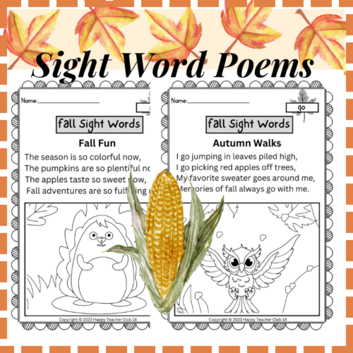 autumn fall Sight Word Poems /fall Shared Reading Poem | Made By Teachers