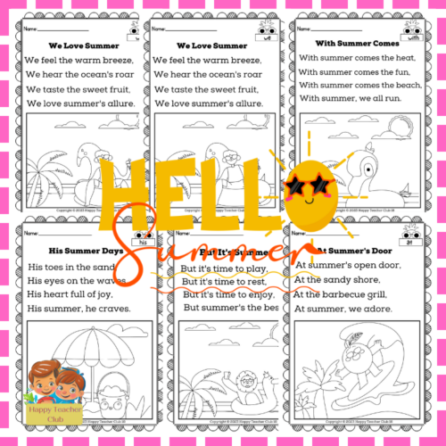 Summer Fun Sight Words: 25 Poems/Shared Reading and First Sight Word ...