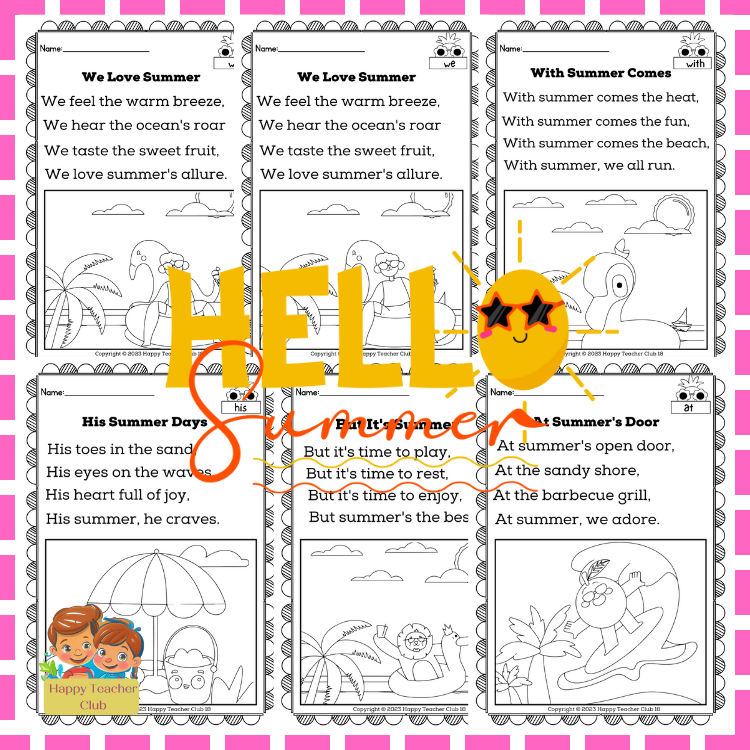 Summer Fun Sight Words: 25 Poems/Shared Reading and First Sight Word ...