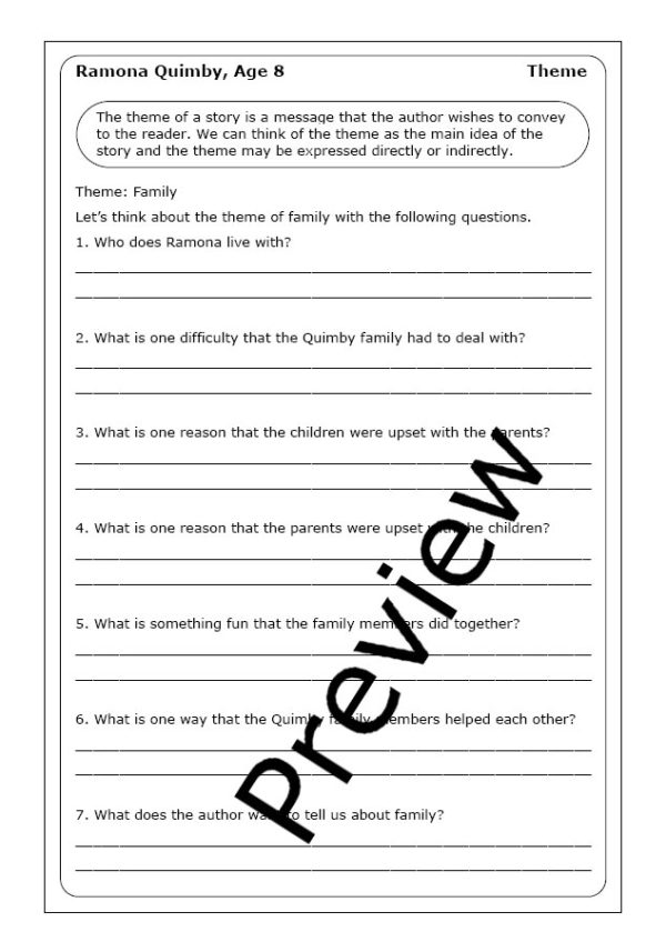 Beverly Cleary "Ramona Quimby, Age 8" worksheets | Made By Teachers