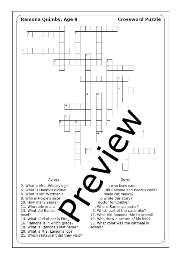 Beverly Cleary "Ramona Quimby, Age 8" worksheets | Made By Teachers