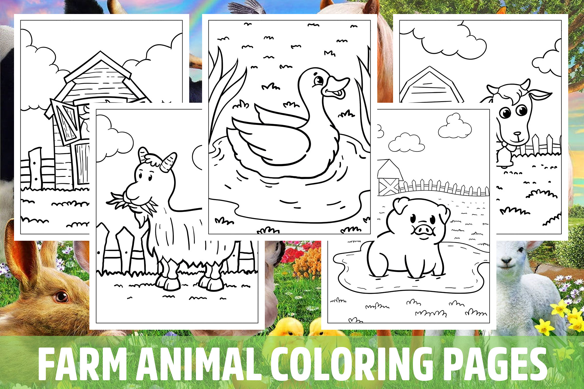 Farm Animal Coloring Pages for Kids, Girls, Boys, Teens Birthday School ...