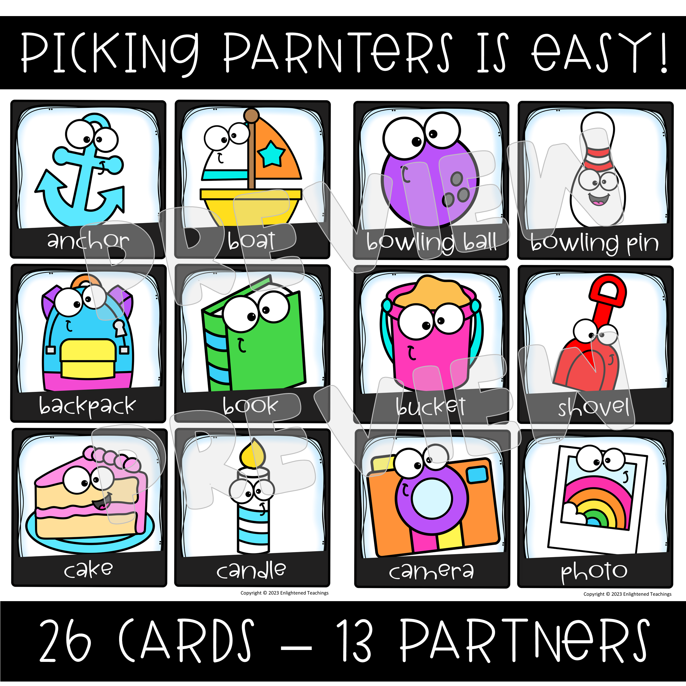 Student Pairing Cards | Student Partner Cards | Things that go together ...