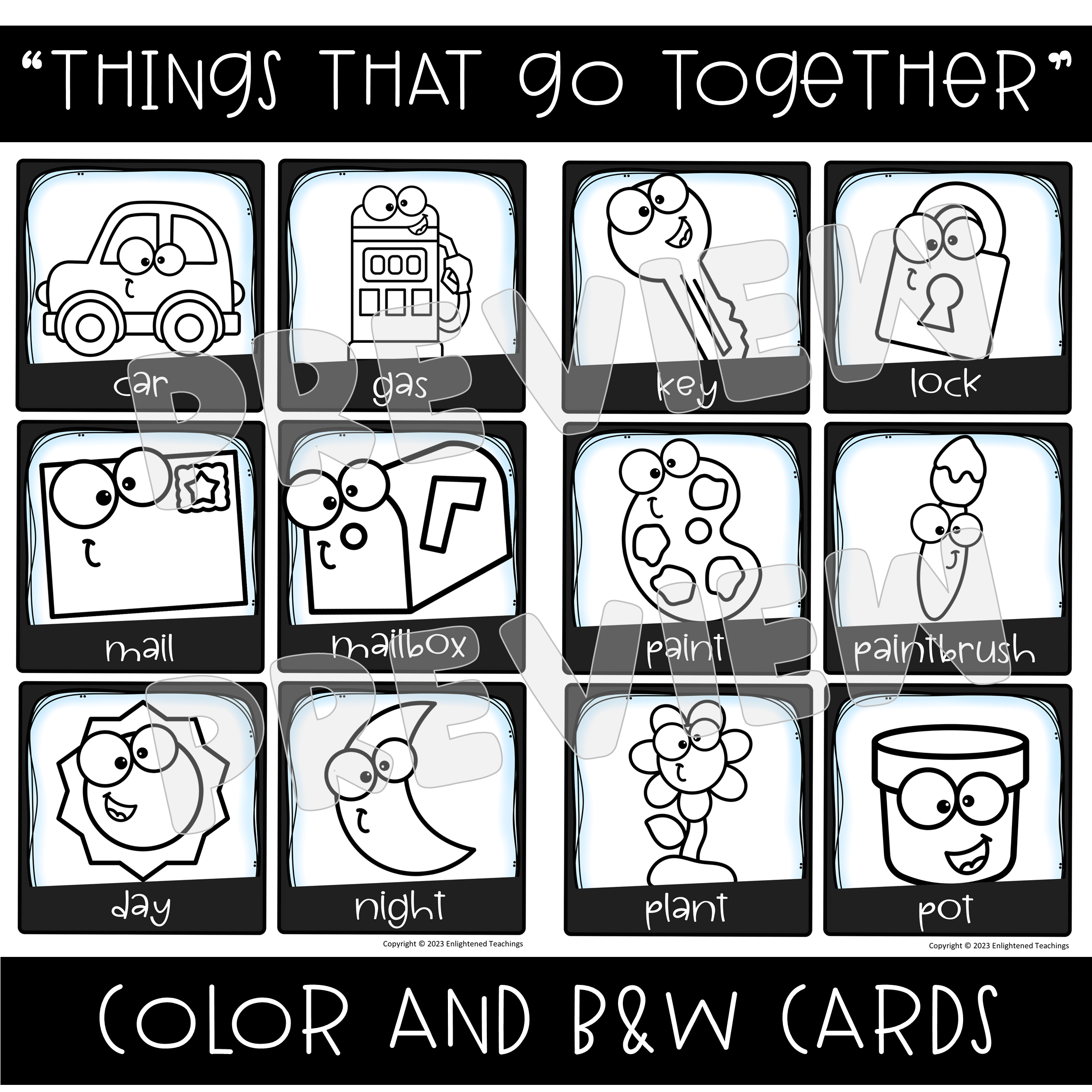 Student Pairing Cards | Student Partner Cards | Things that go together ...