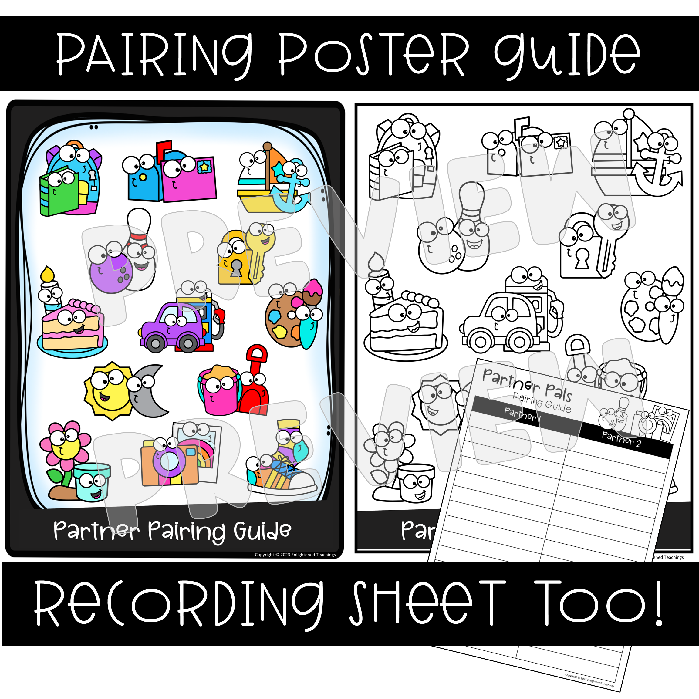 Student Pairing Cards | Student Partner Cards | Things that go together ...