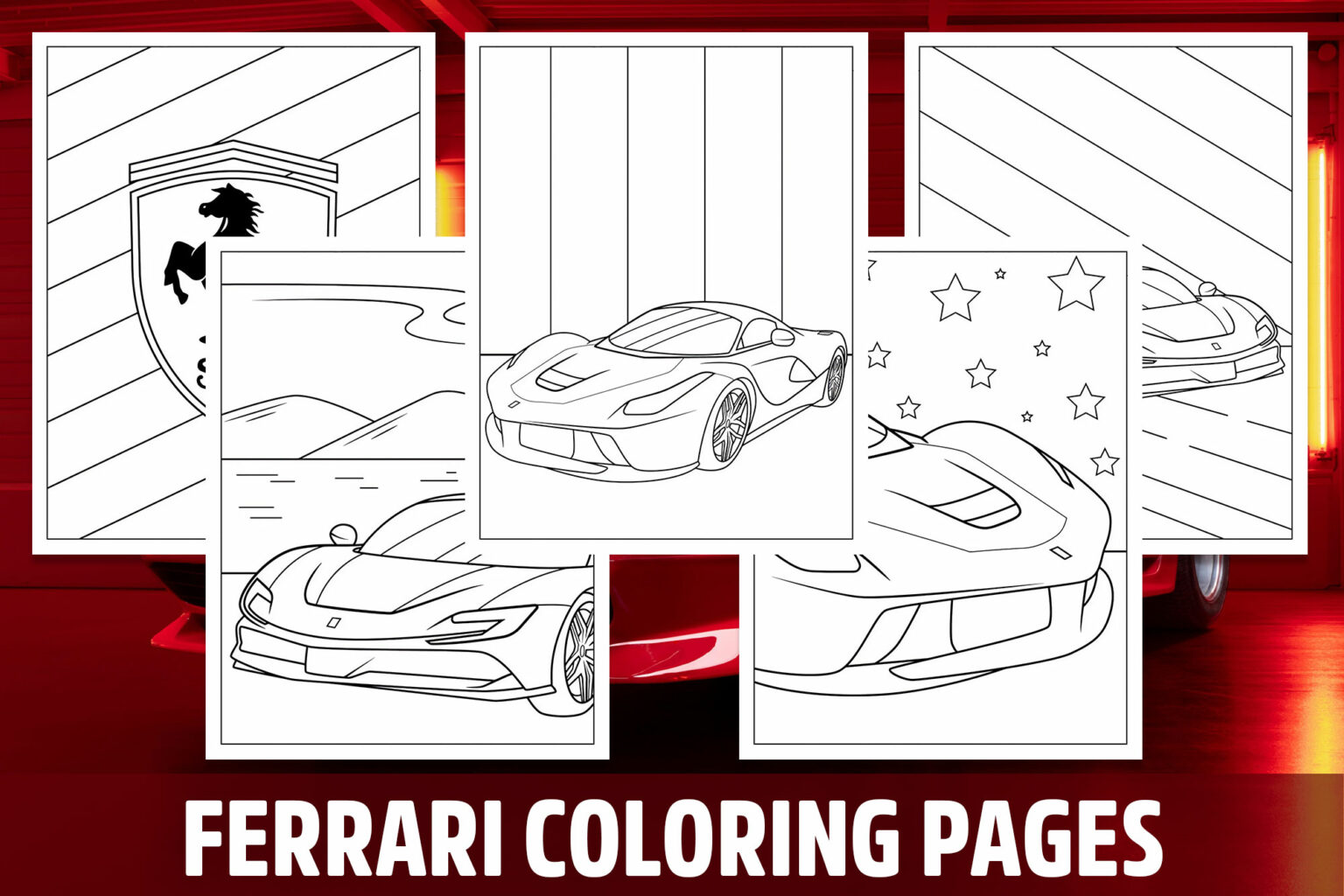 Ferrari Coloring Pages for Kids, Girls, Boys, Teens Birthday School ...