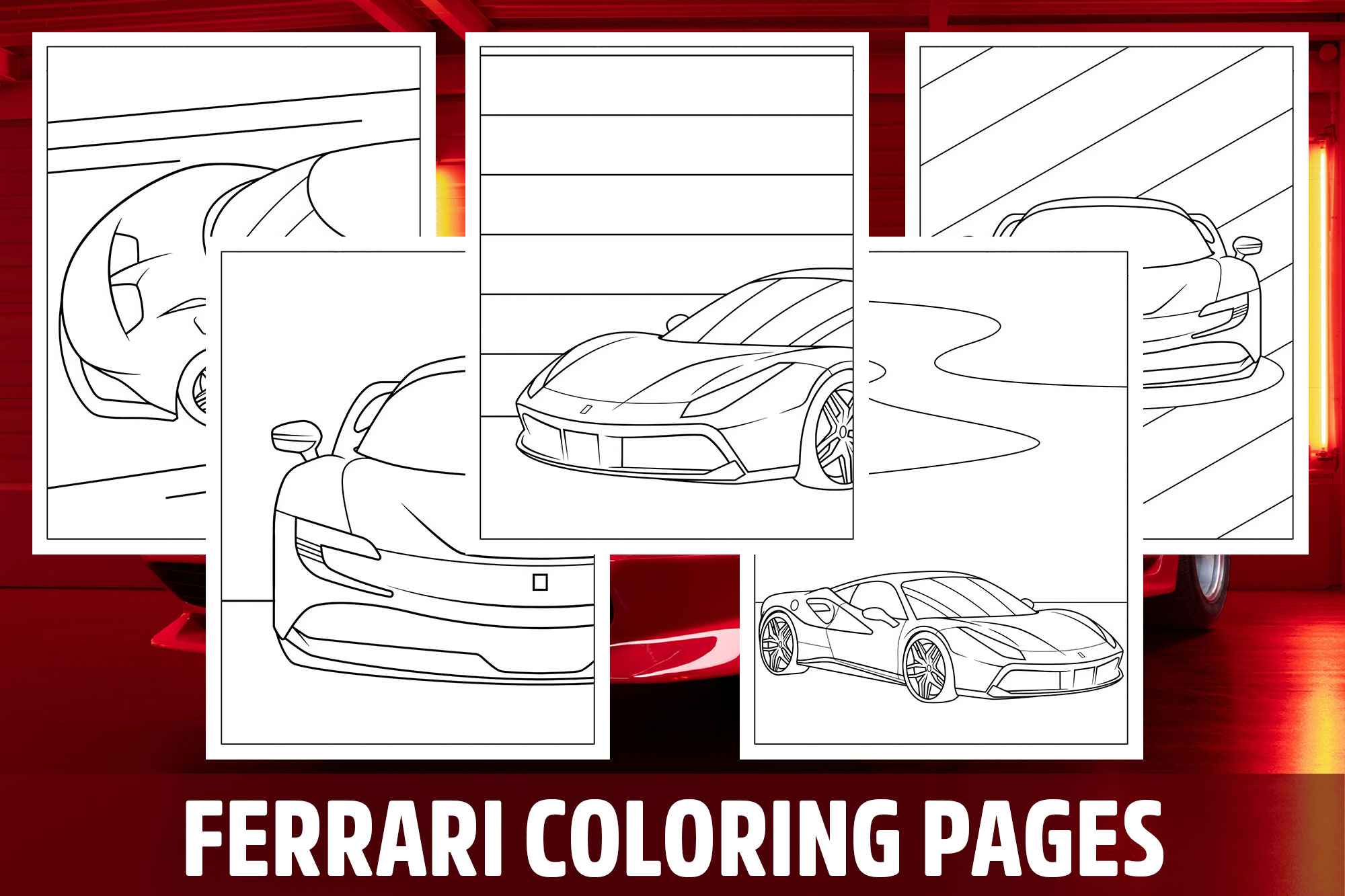 Ferrari Coloring Pages for Kids, Girls, Boys, Teens Birthday School ...