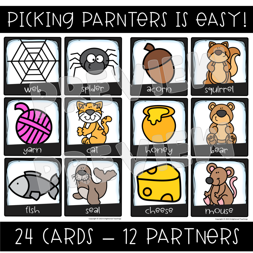 Student Pairing Cards, Student Partner Cards | Things that go together ...