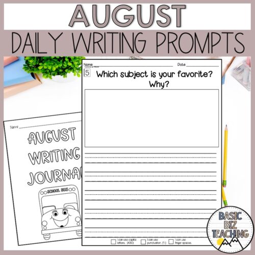 August Daily Journal Writing Prompts | Back to School | Made By Teachers