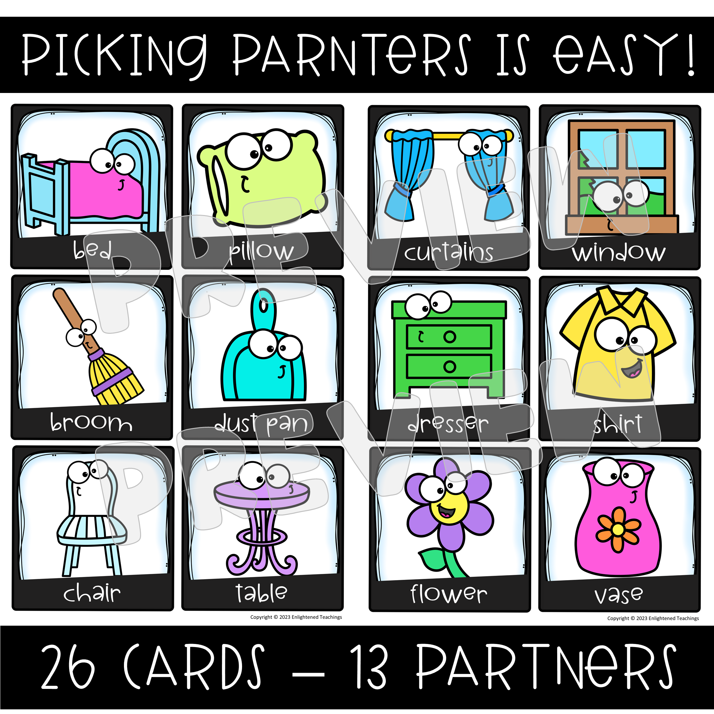 Student Pairing Cards, Student Partner Cards | Things that go together ...