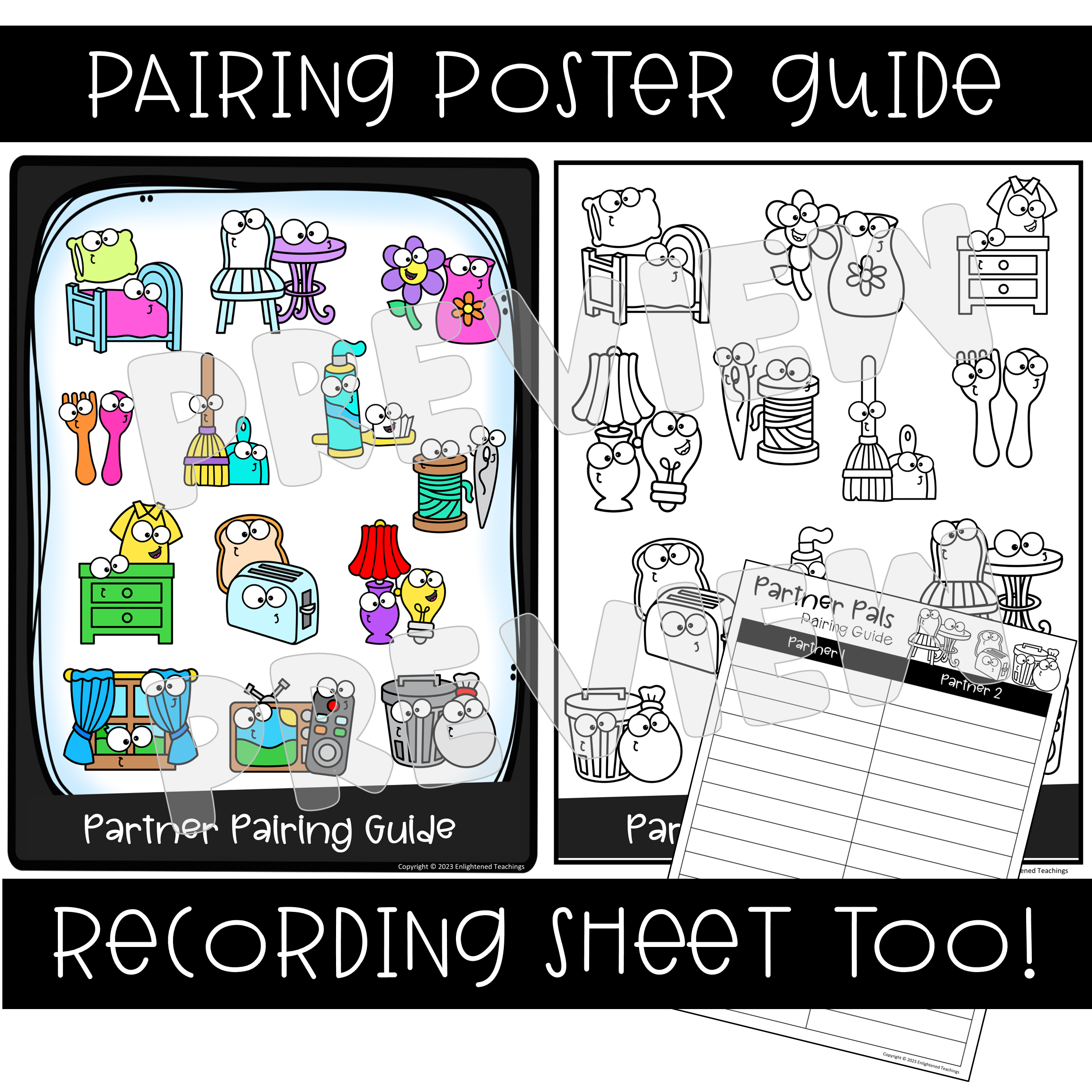 Student Pairing Cards, Student Partner Cards | Things that go together ...