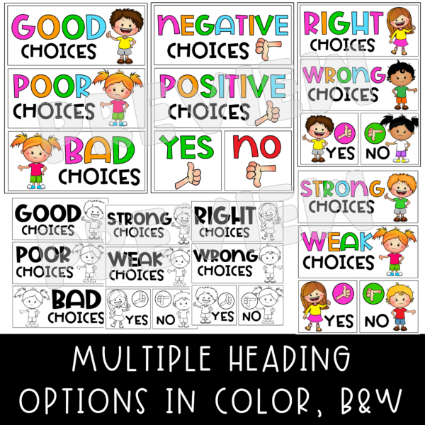 Good vs Bad Behavior, Behavior Card Sort, Making Good vs Bad Choices ...