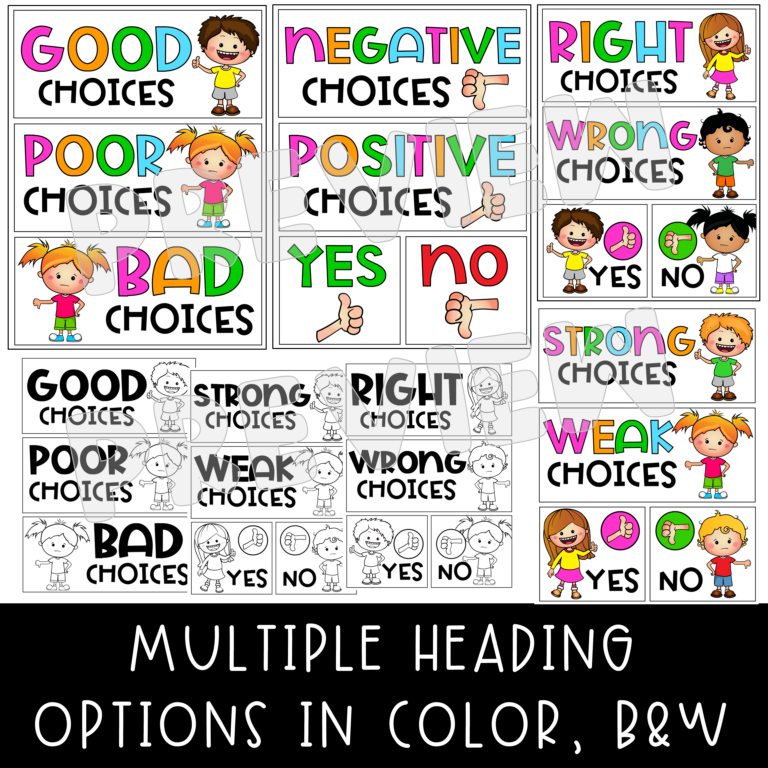 Good vs Bad Behavior, Behavior Card Sort, Making Good vs Bad Choices ...