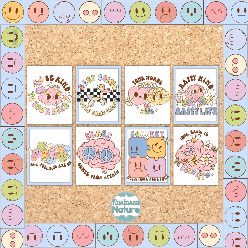 Retro Classroom Decor - Printable SEL Bulletin Board Border - Mental ...