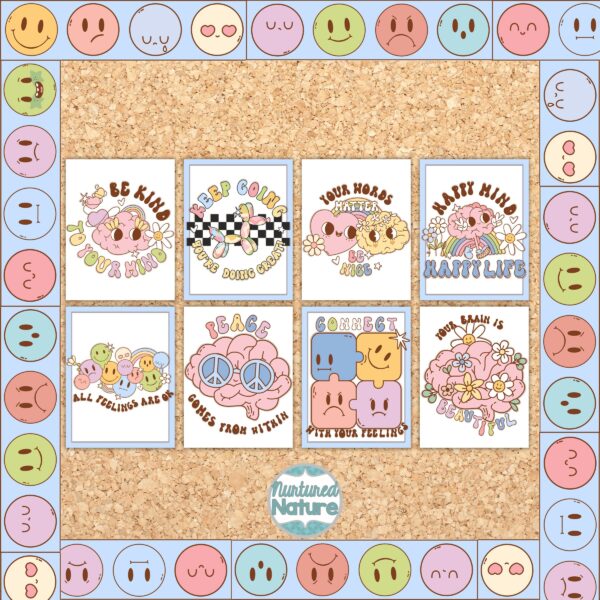 Retro Classroom Decor - Printable SEL Bulletin Board Border - Mental ...