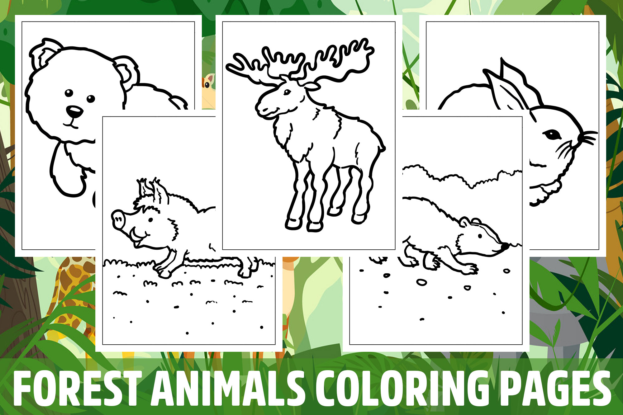 Forest Animals Coloring Pages for Kids, Girls, Boys, Teens Birthday ...