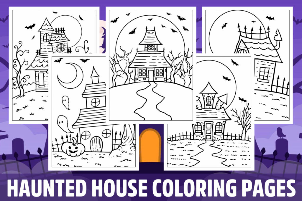 Haunted House Coloring Pages for Kids, Girls, Boys, Teens Birthday ...