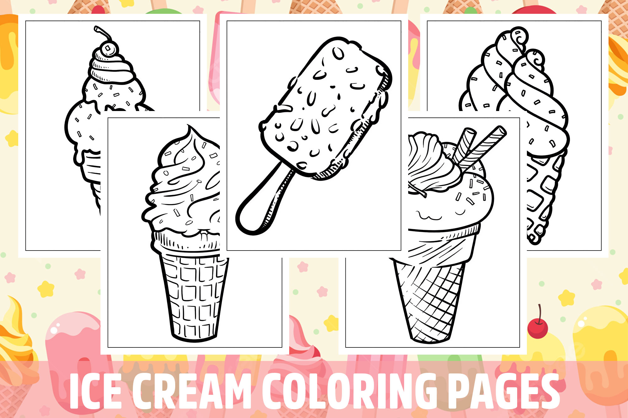 Ice Cream Coloring Pages for Kids, Girls, Boys, Teens Birthday School ...